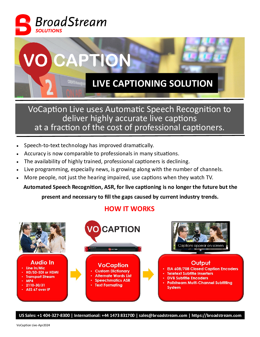 VoCaption Broadcast April 2024 | Integrated Playout, Captioning ...